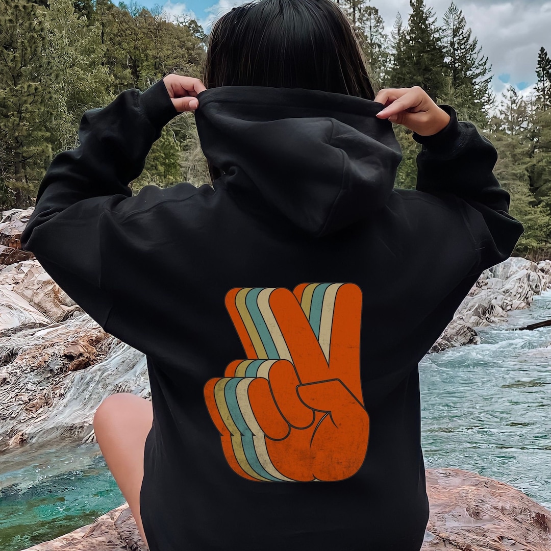 Peace Sign Hoodie, Positive Vibes, Inspirational Sweatshirt, Retro ...