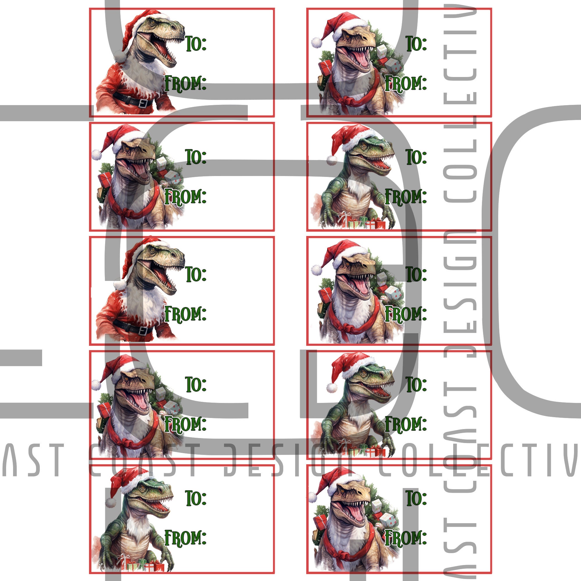 T-rex Printable Gift Tags Dinosaur Christmas Gifts - Etsy