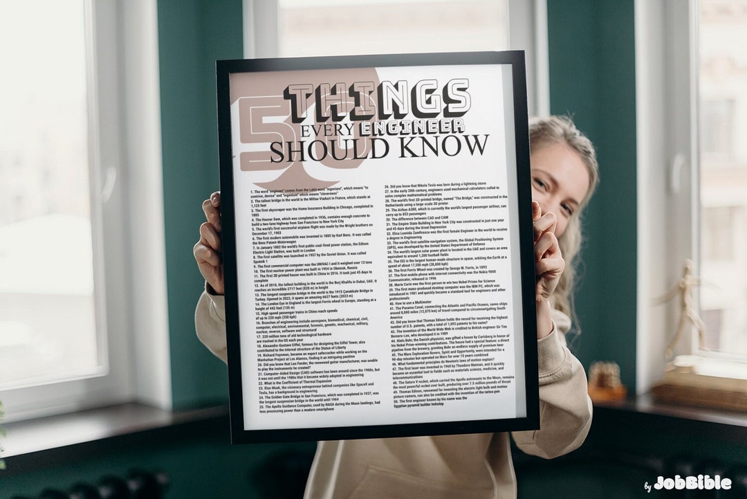 Gift for Engineer Poster Interesting Facts Engineering Gift Wall Art ...