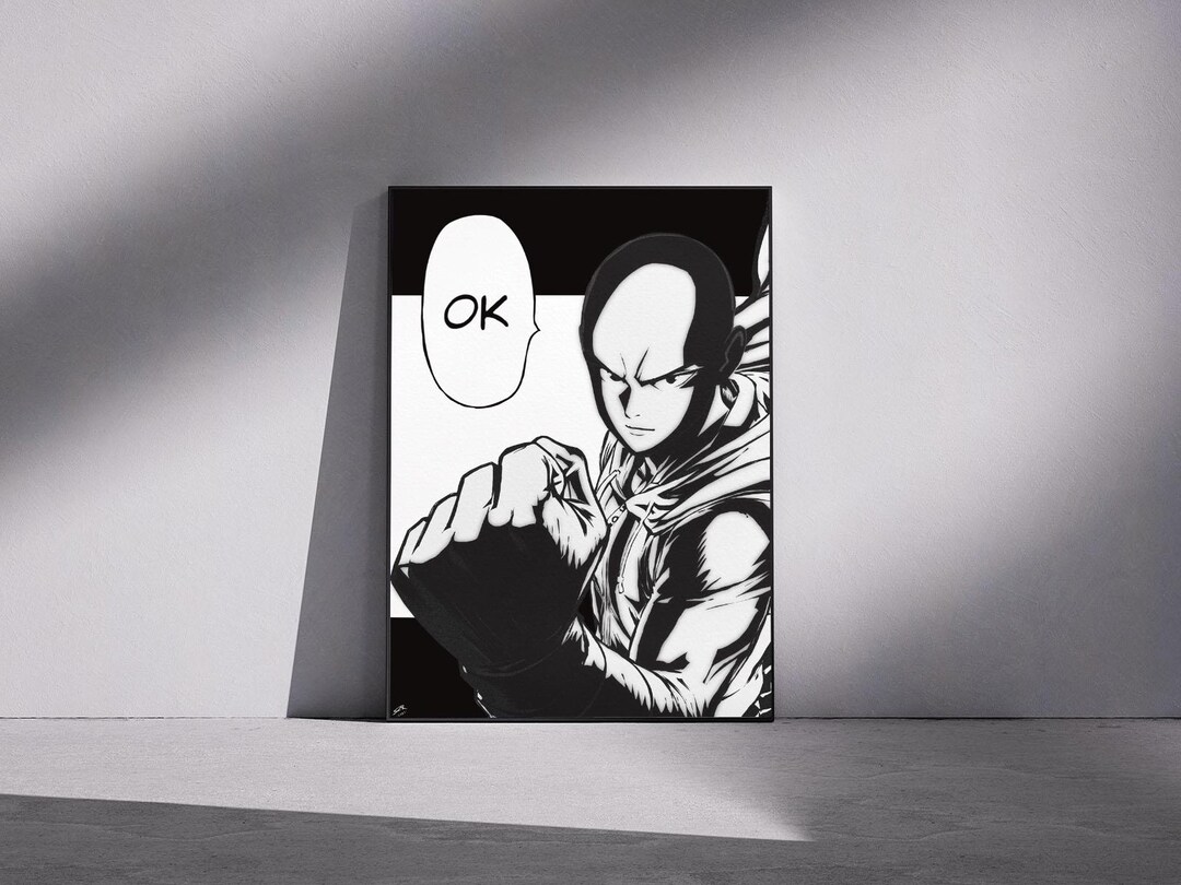 The Bald Hero – Minimalist Manga Portrait - Etsy