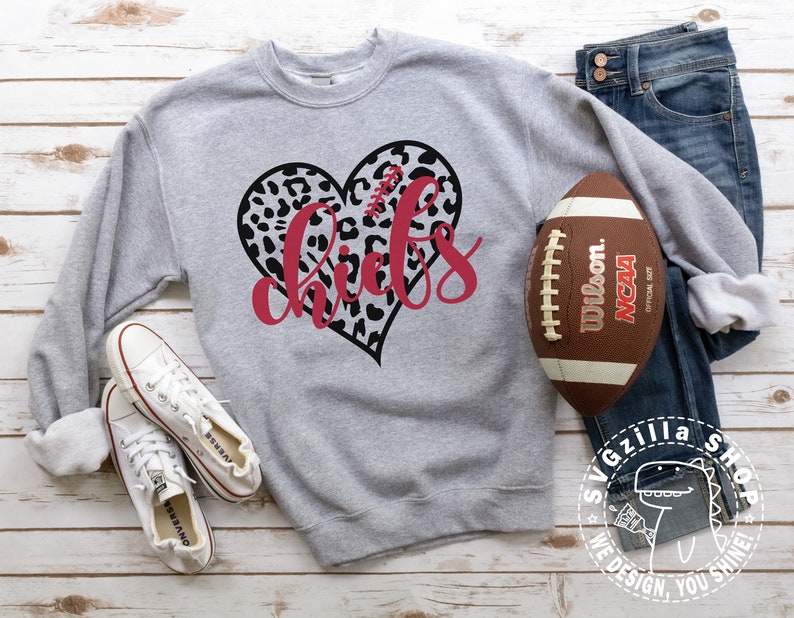 Chiefs Leopard Heart SVG Chiefs Mascot SVG, Football Cut File for T ...
