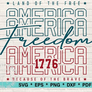 USA SVG, America Svg - America the Land of the Free Clipart for Cricut ...