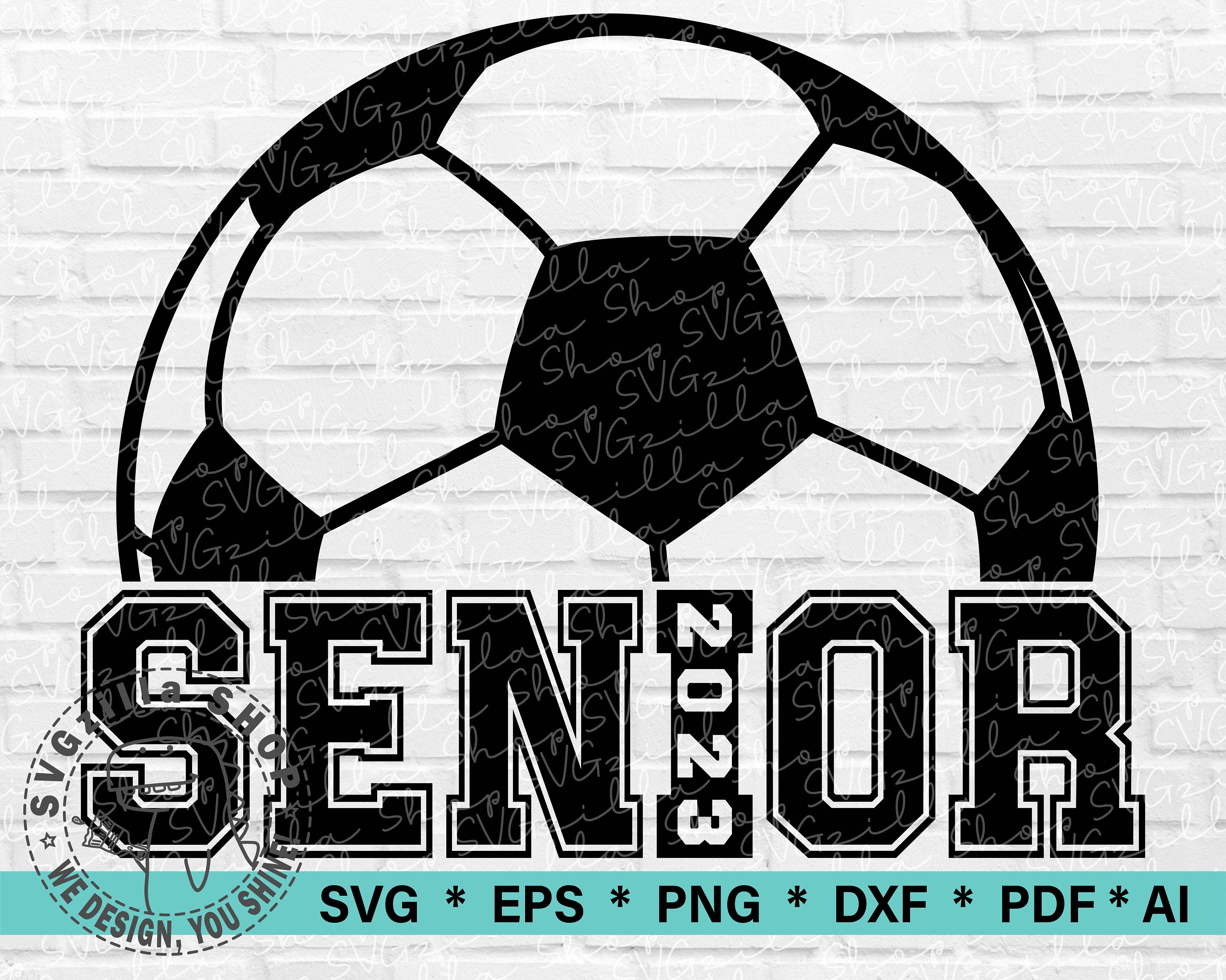 Senior Soccer Graduation Clipart, Half Soccer Ball,word "senior" in ...
