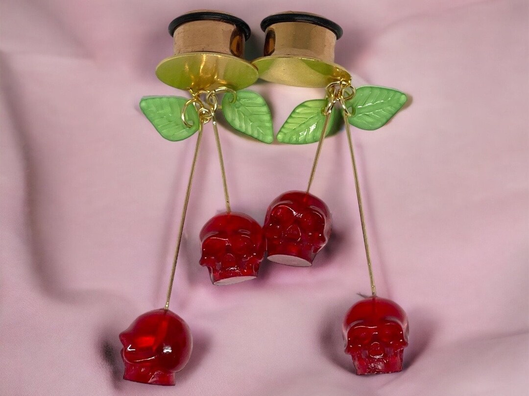 4g-25mm Creepy Cute Cherry Plug Earrings - Etsy