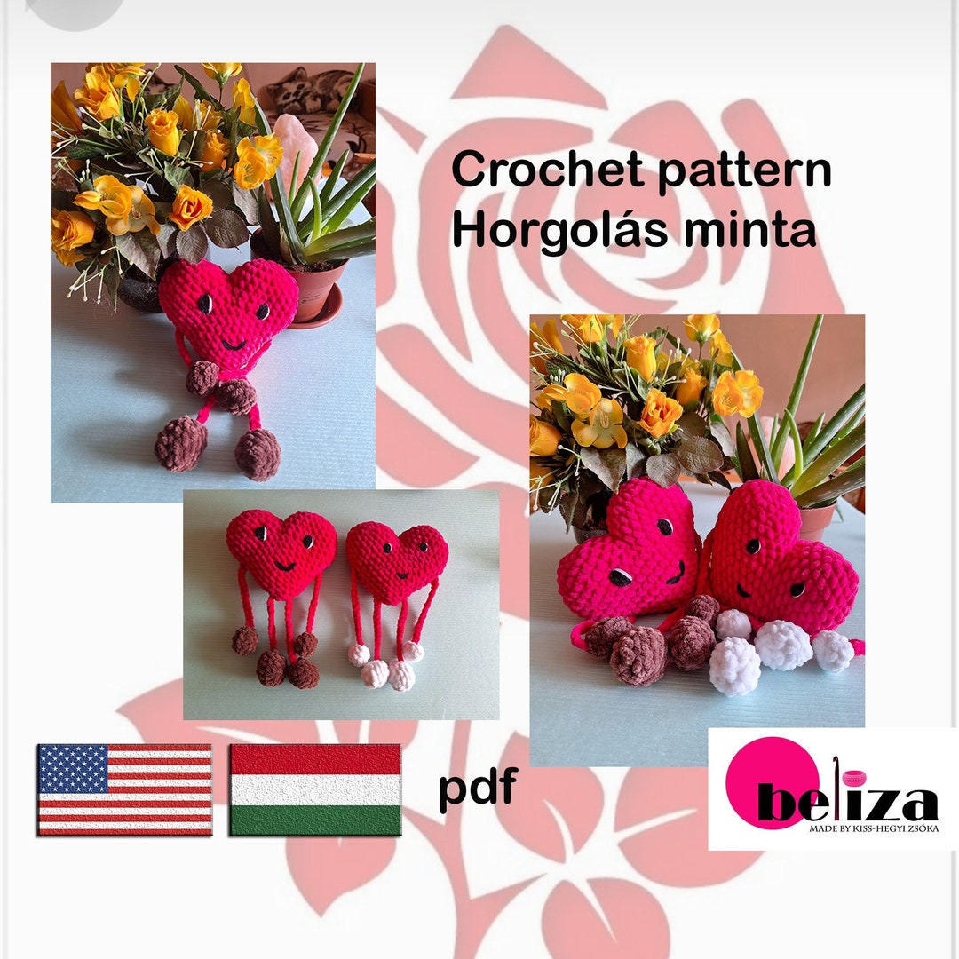 Crochet Pattern Amigurumi, Heart, Love, Plush Figure, Valentine's Day ...