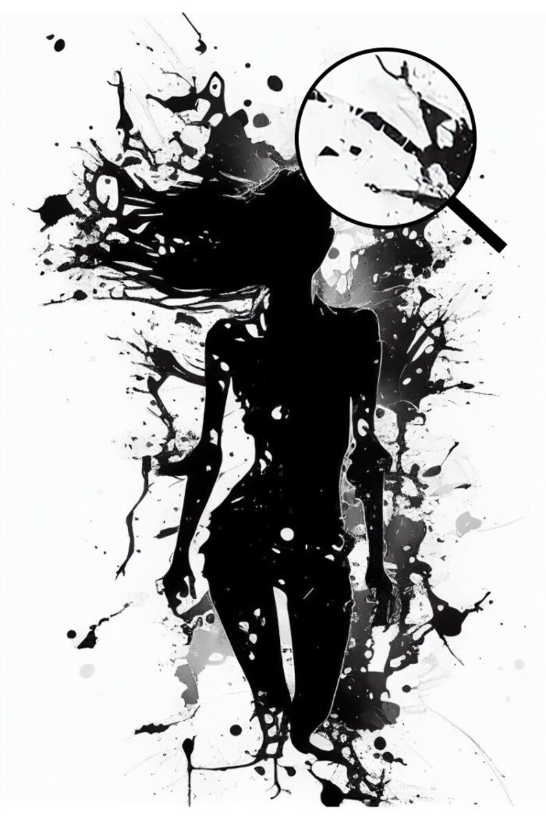 Abstract Ink Blot Female Body Digital Print Black and White - Etsy