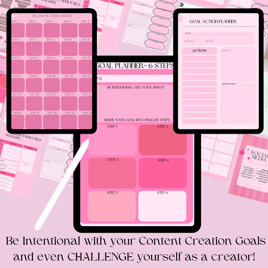 Social Media Planner | Content Calendar | Social Media Goal Planner ...