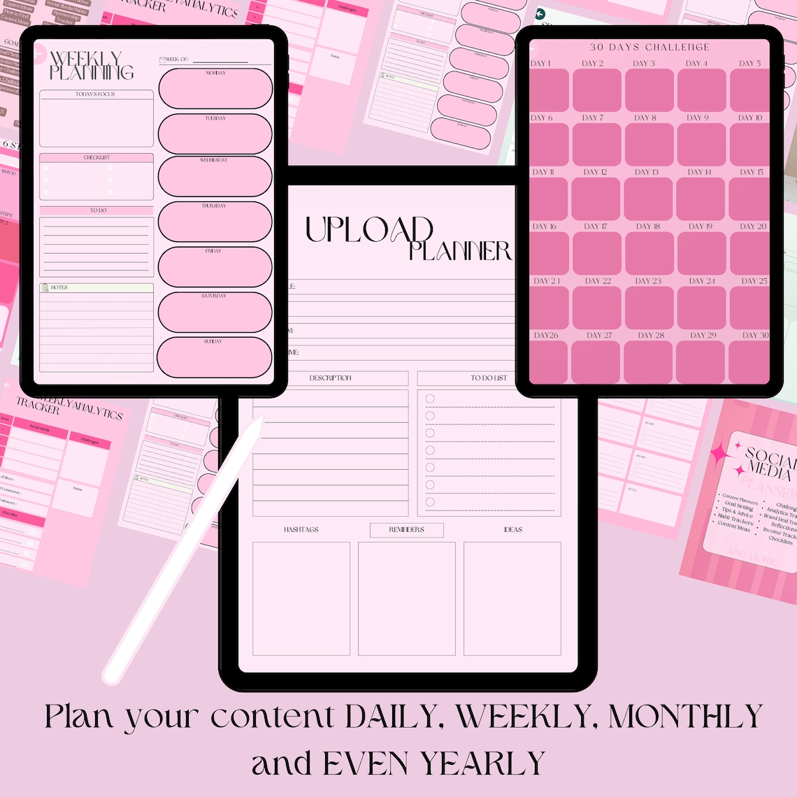 Social Media Planner | Content Calendar | Social Media Goal Planner ...