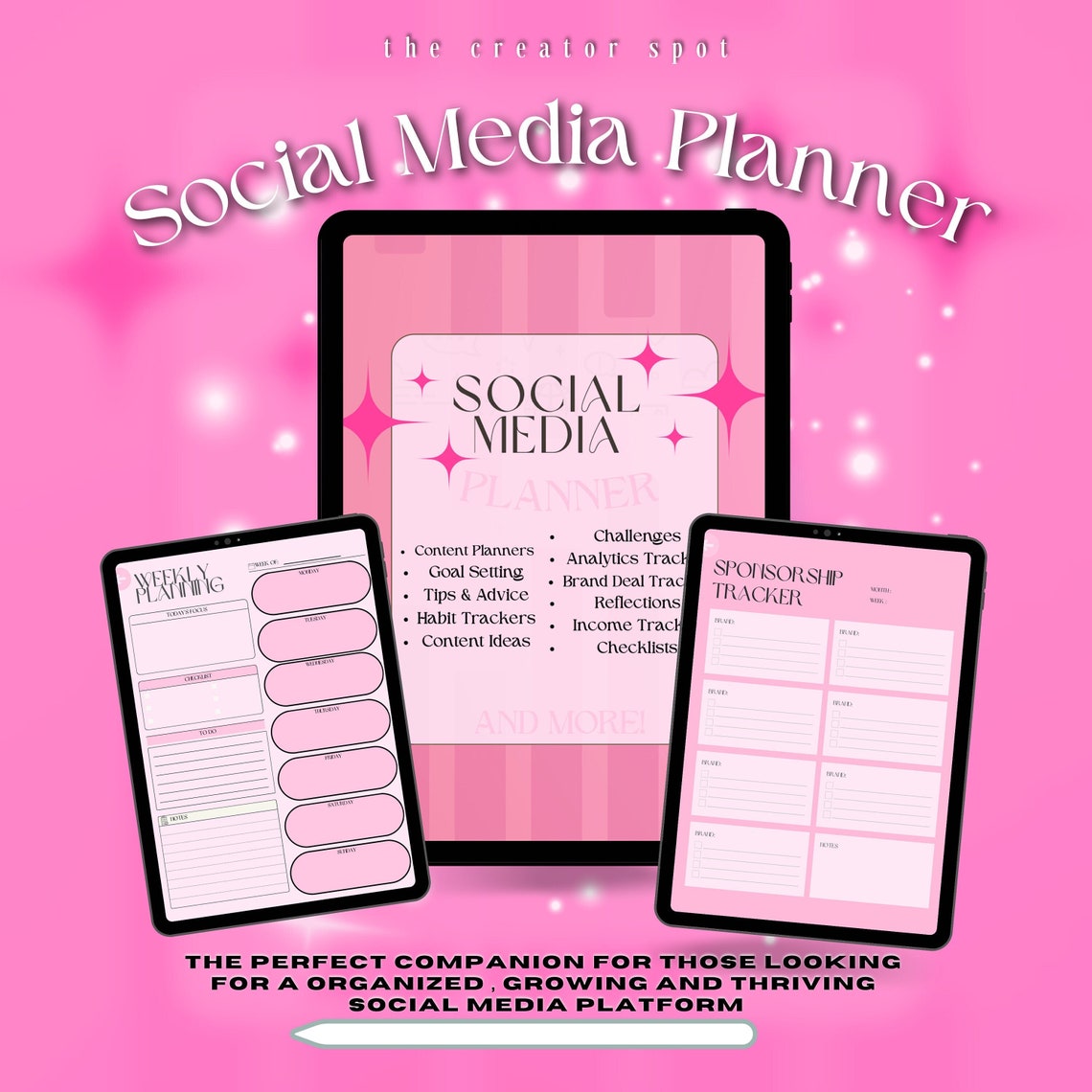 Social Media Planner | Content Calendar | Social Media Goal Planner ...