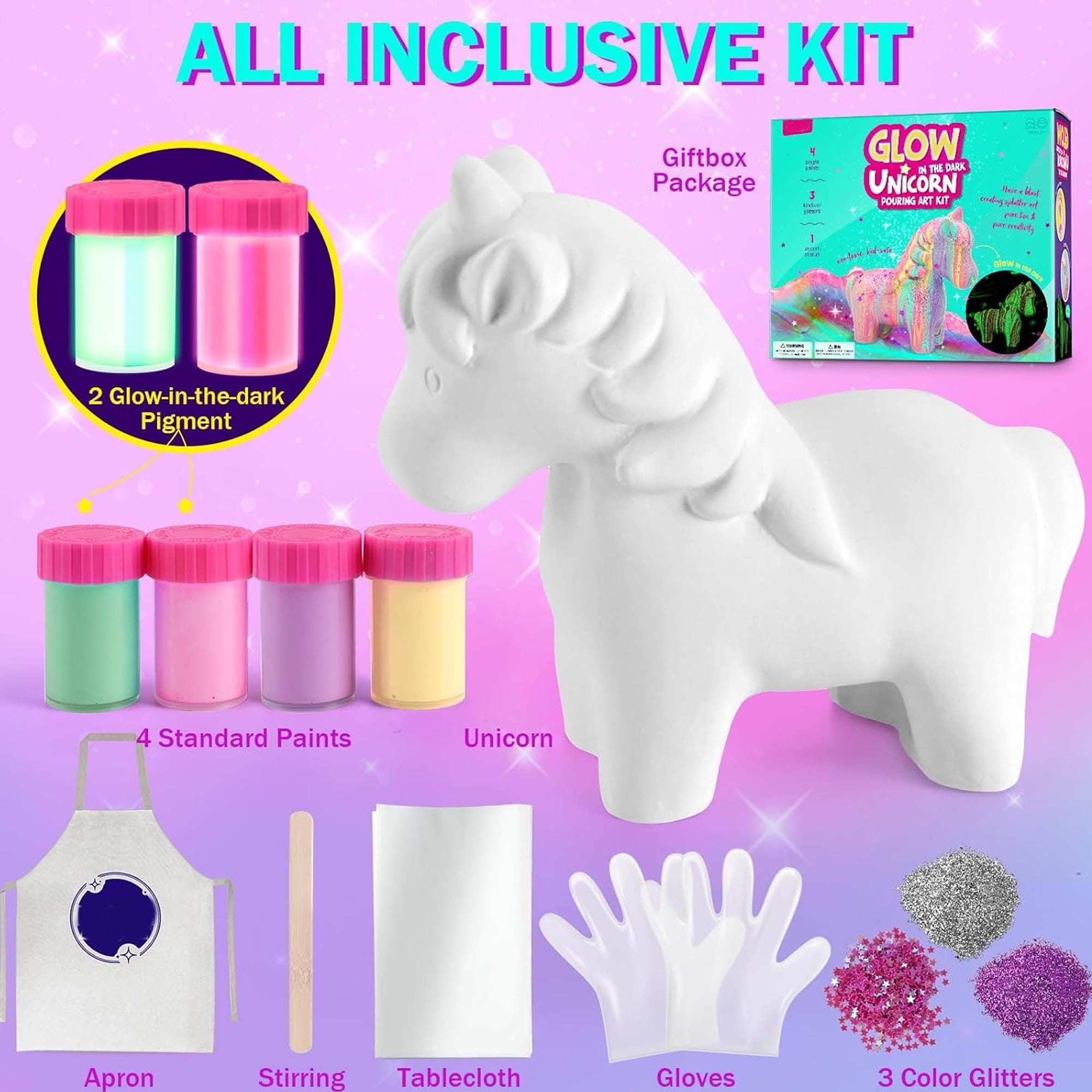 Easy DIY Unicorn Paint Pouring Art Kit - Glow in the Dark Paint Craft ...