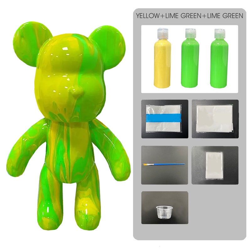 7 Pour Over Acrylic Fluid Paint Bear Kit Easy DIY Create - Etsy