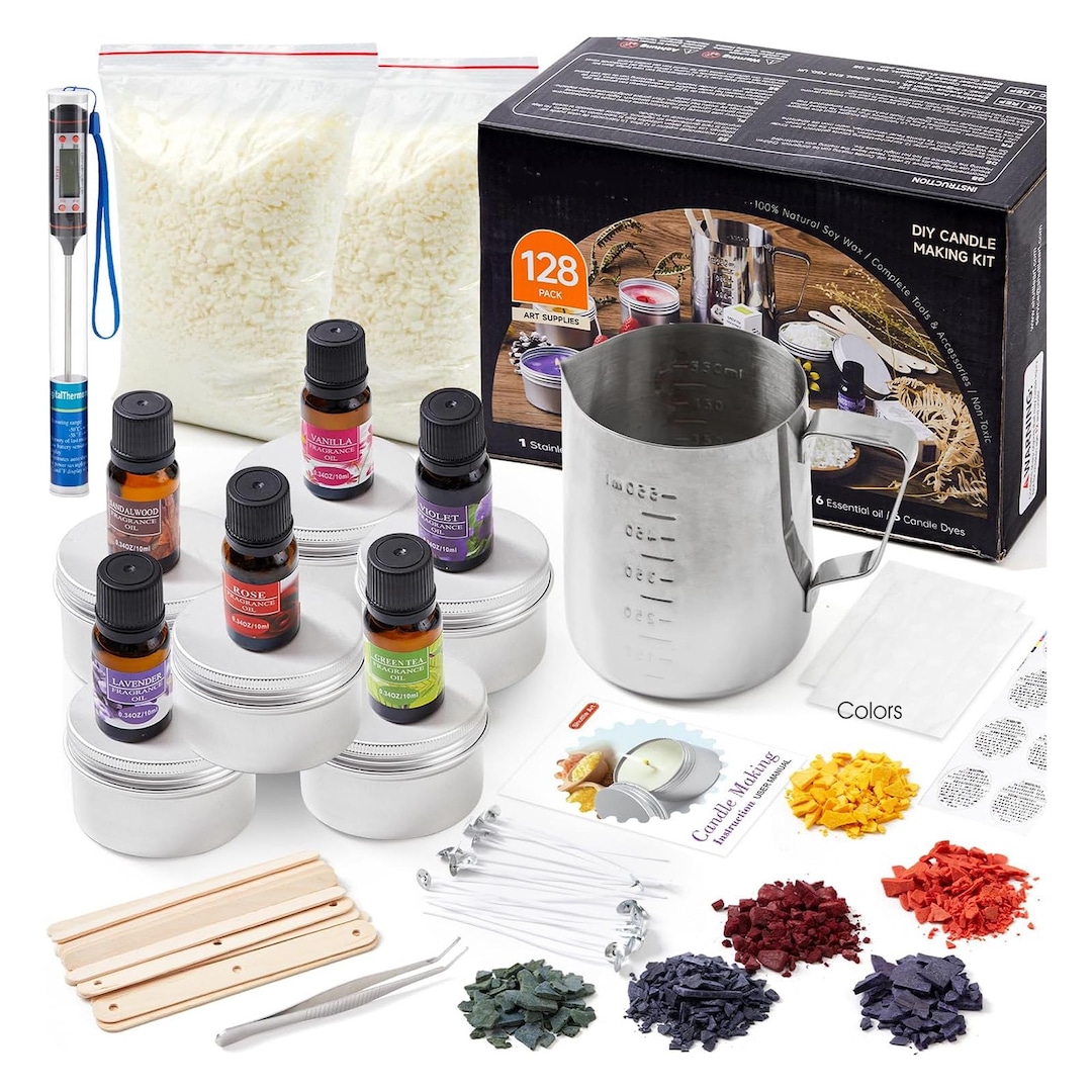 Complete Premium Candle Making Kit, 128 Pcs DIY Candle Making Supplies ...