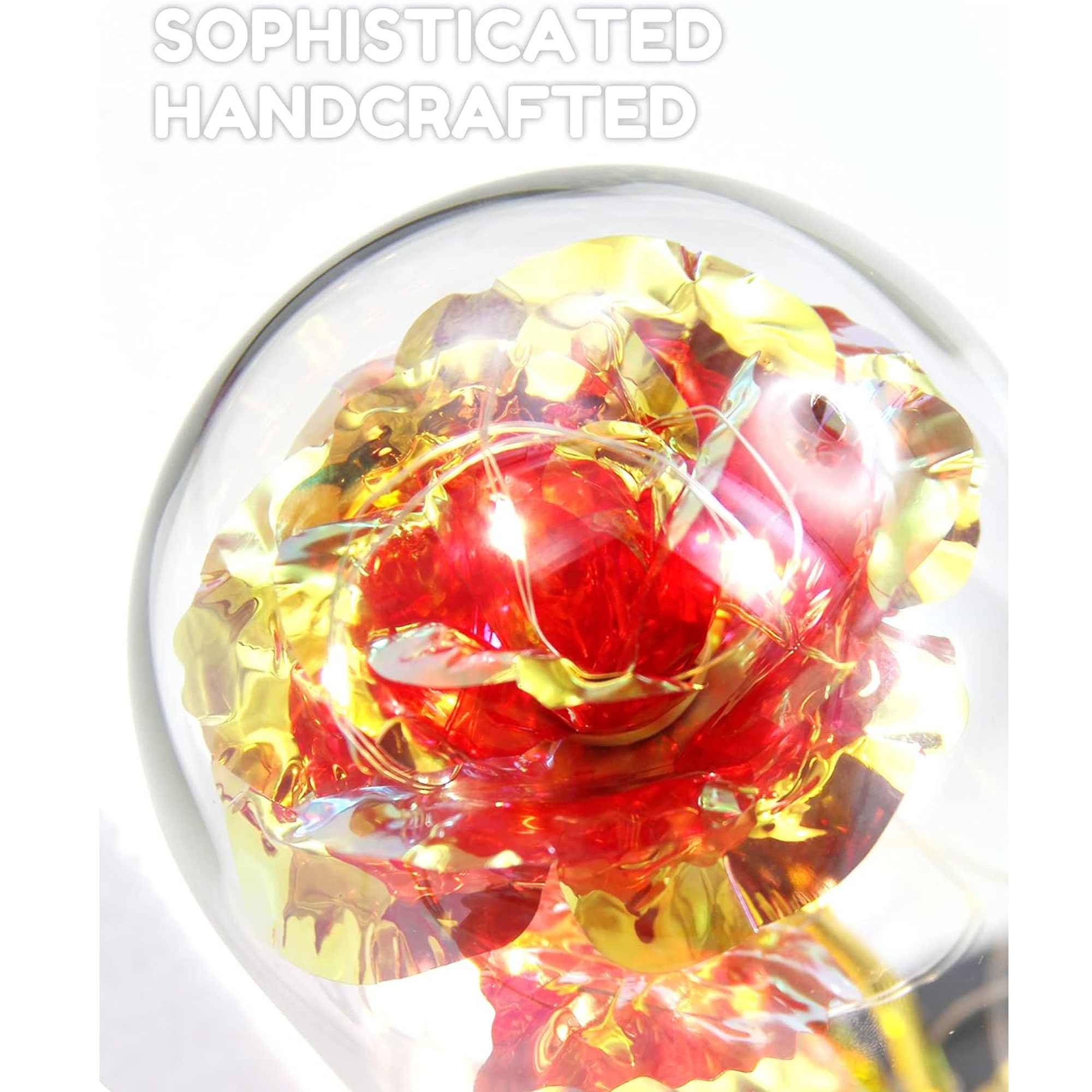 LED Light Eternal Glass Rose in Glass Dome Flower Forever Rose Gift for ...