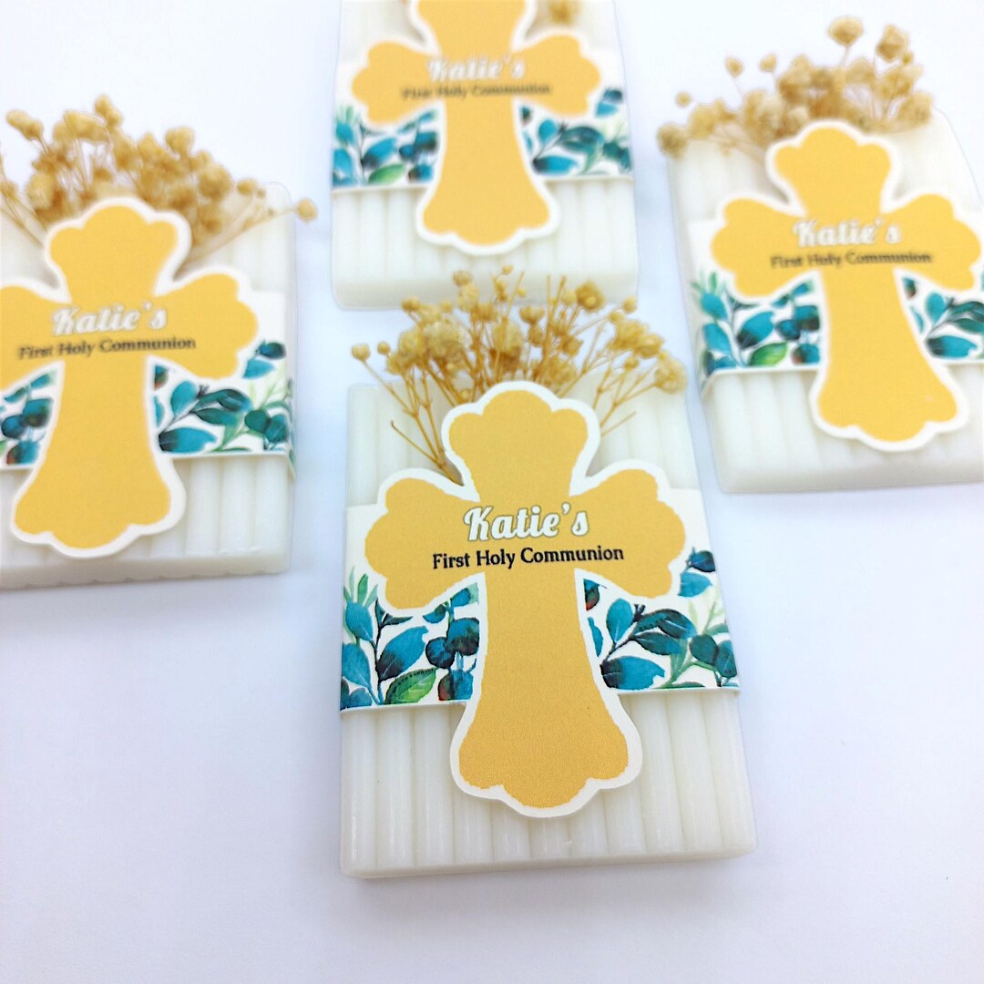 Personalized Mini Soap Favors With Cross Design - First Communion ...
