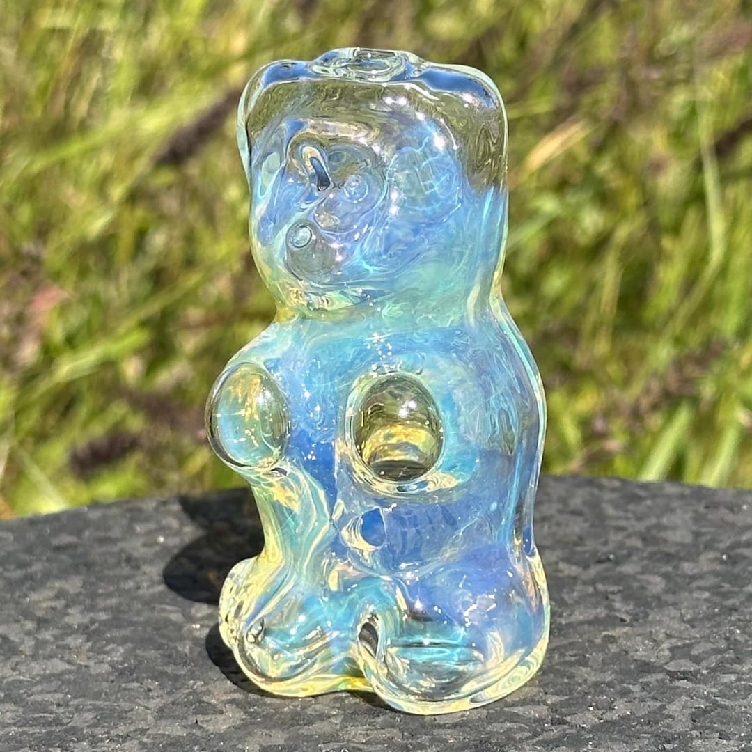 Small Glass Fume Bear Pipe, Iridescent Color-shifting Glass Smoking ...