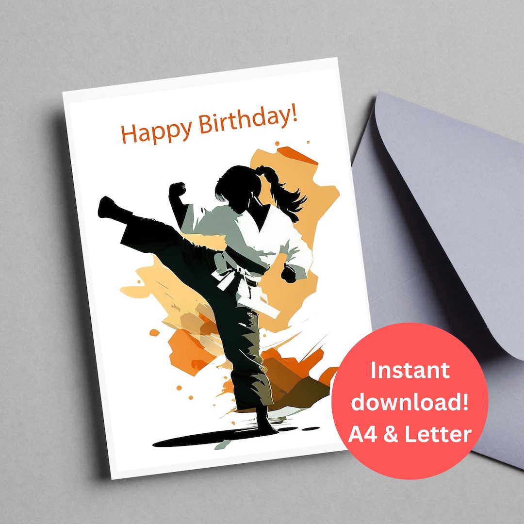 Birthday Card | Karate Card | Digital Download | Printable Birthday ...