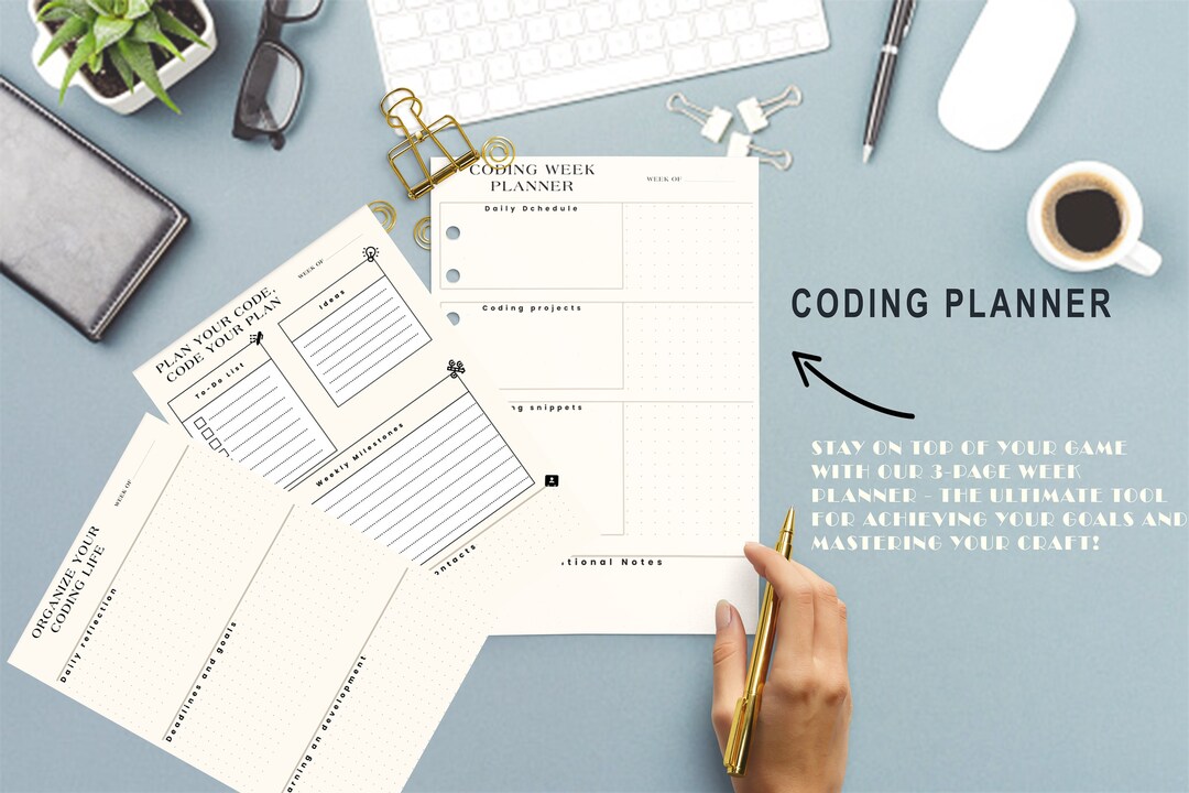 Coding Week Planner, Printable Habit Tracker, Daily Planner, Self-improvement, Code Related ...