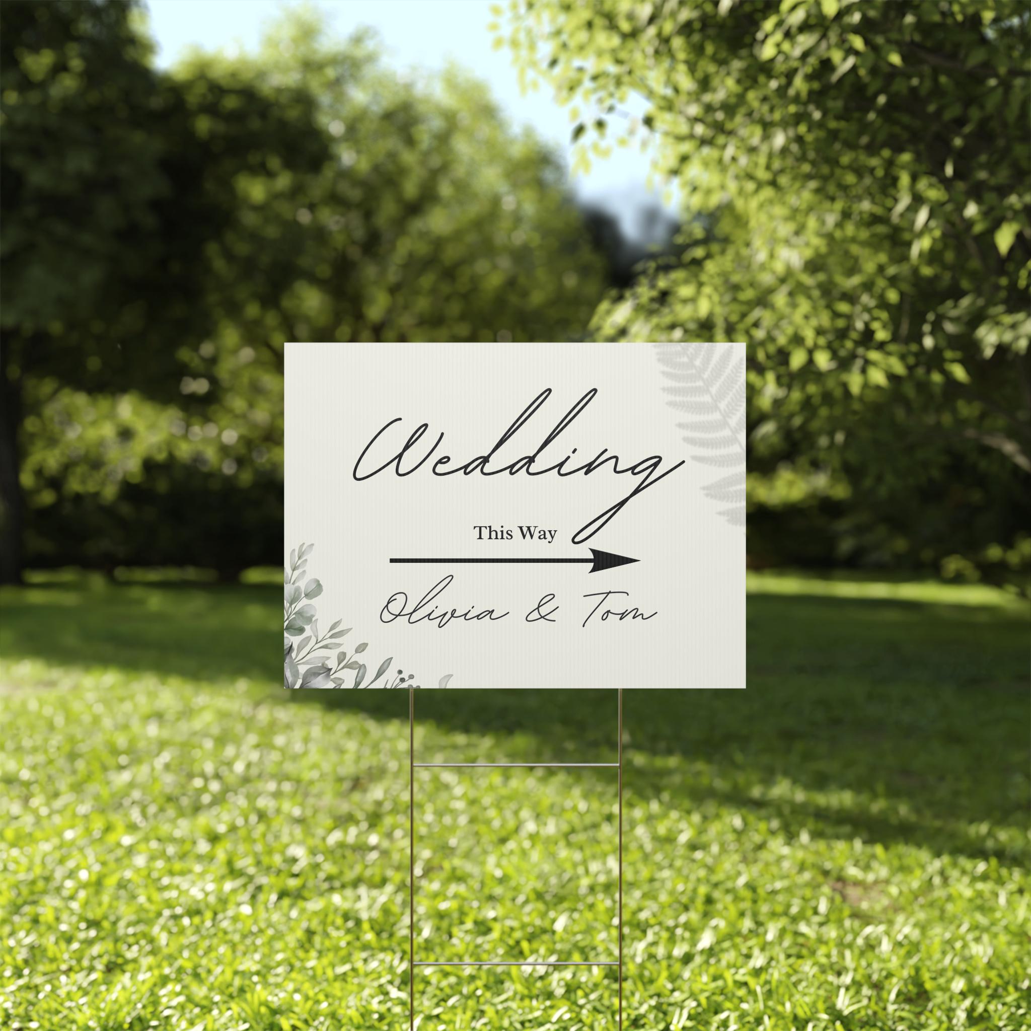 Wedding This Way Yard Sign, Directional Plastic Outdoor Wedding Decor ...