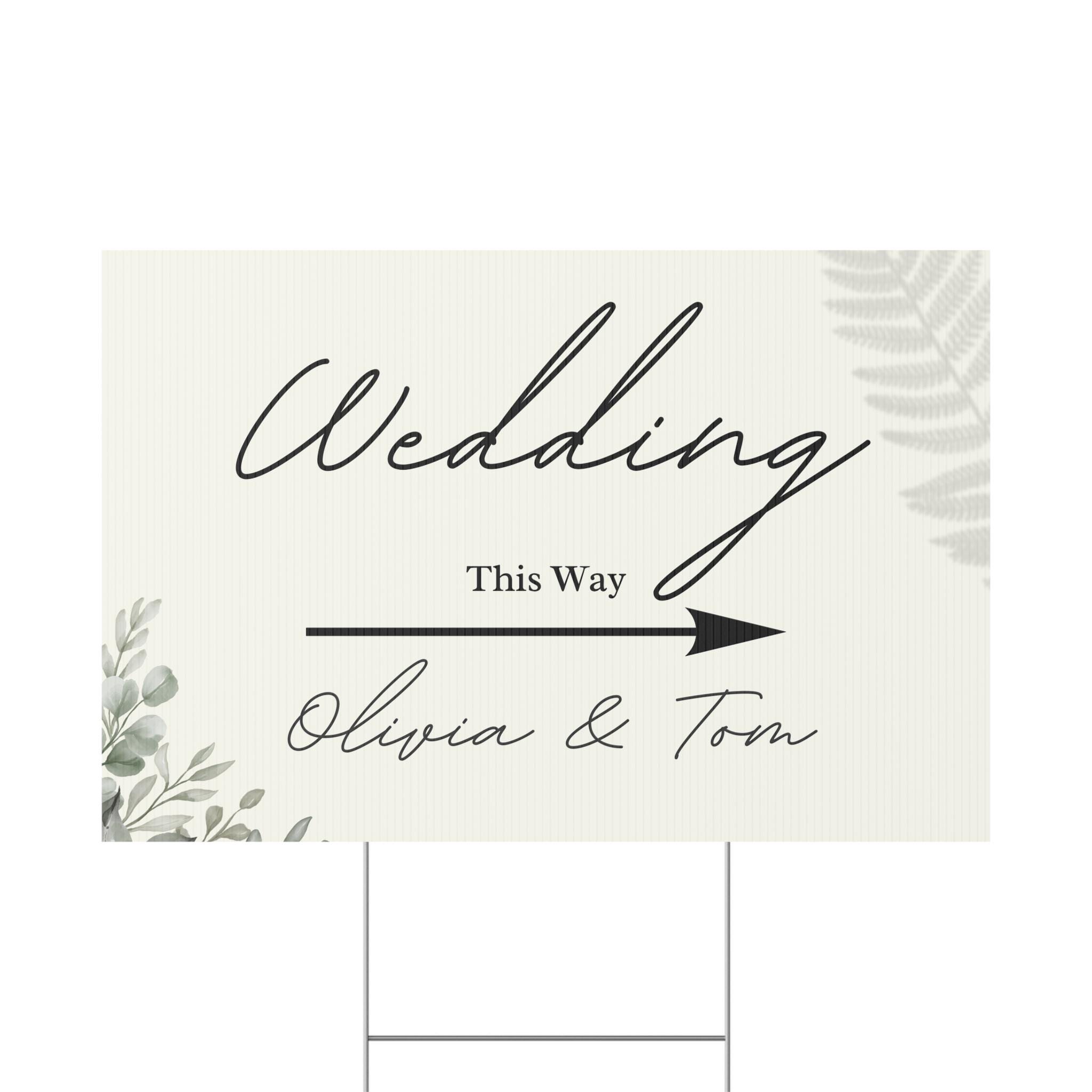 Wedding This Way Yard Sign, Directional Plastic Outdoor Wedding Decor ...