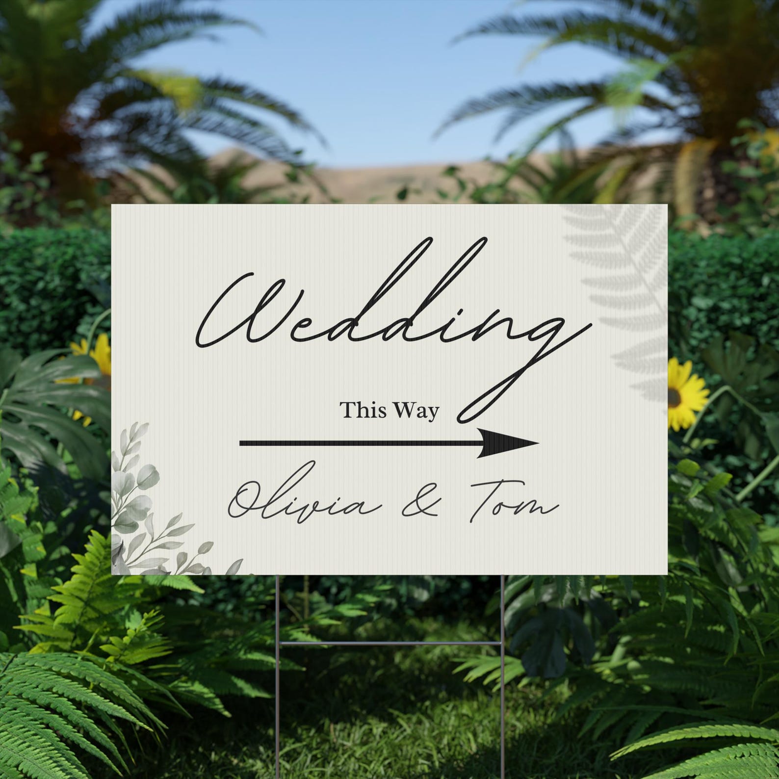 Wedding This Way Yard Sign, Directional Plastic Outdoor Wedding Decor ...