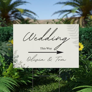 Wedding This Way Yard Sign, Directional Plastic Outdoor Wedding Decor ...
