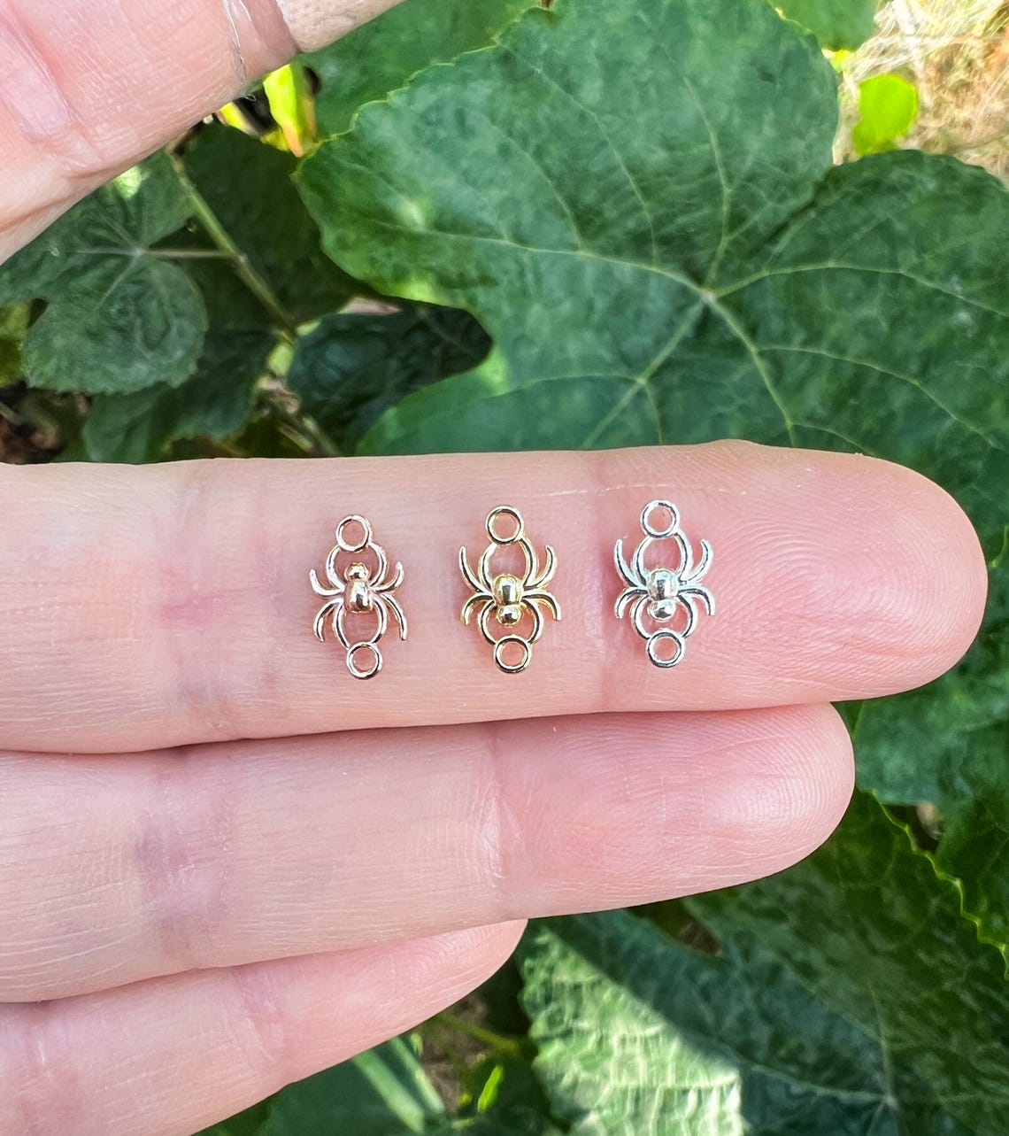 Tiny Solid Gold & Silver Spider Connector Link, Solid Yellow Gold ...