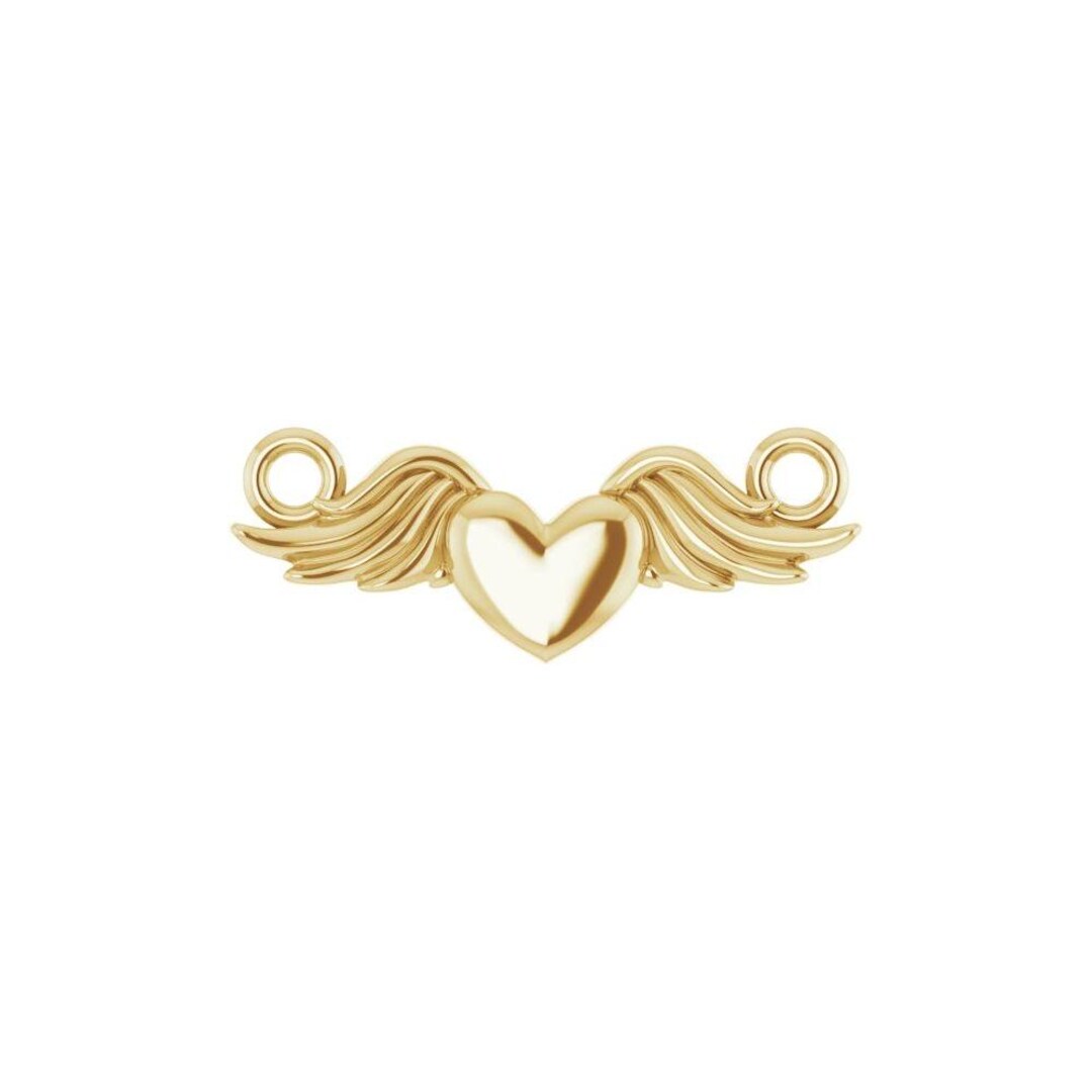 Solid Gold Angel Heart Connector Link, Solid Yellow Gold - Etsy
