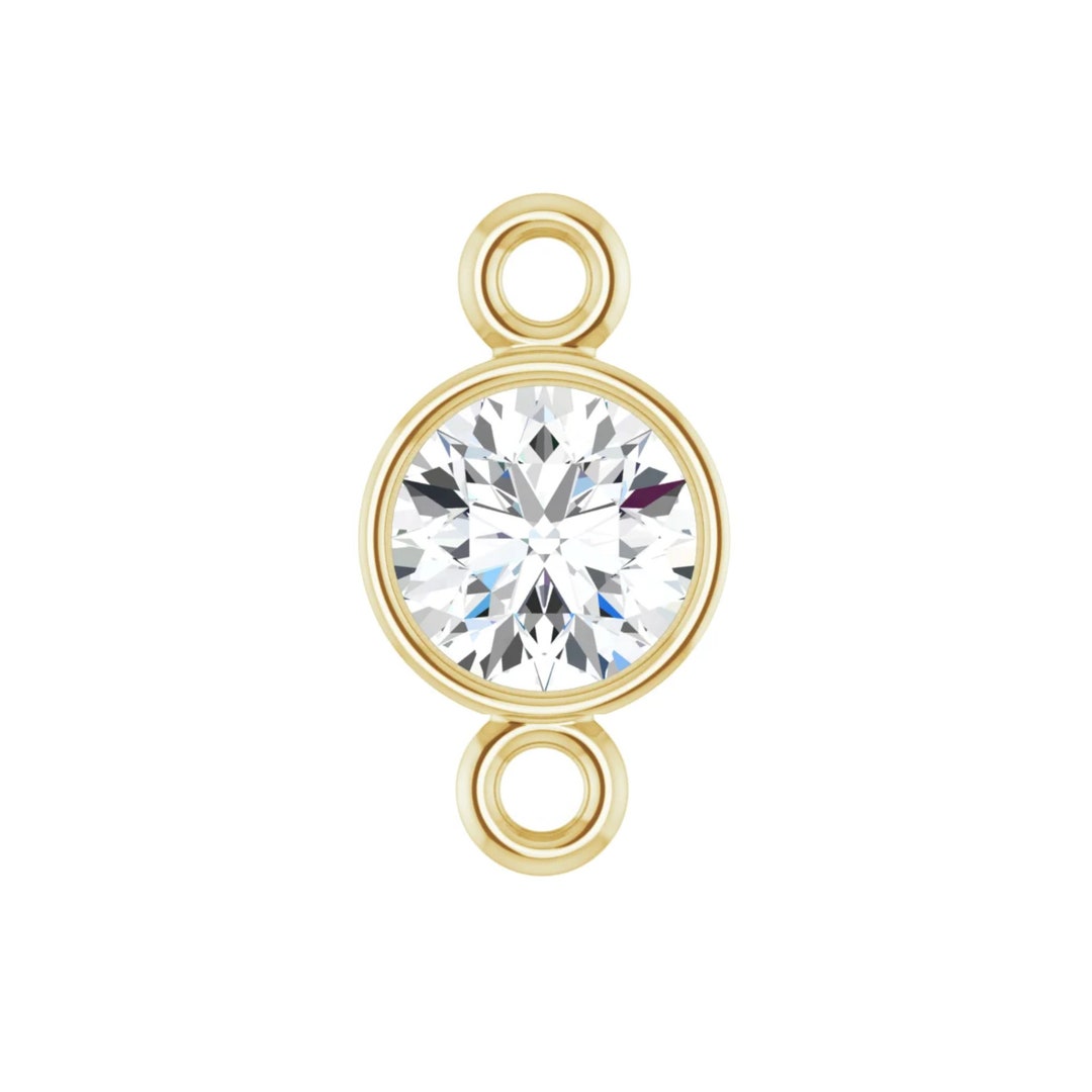 Solid Gold or Silver Connector Link, 4mm Stone, Flat Back, Solid Yellow ...