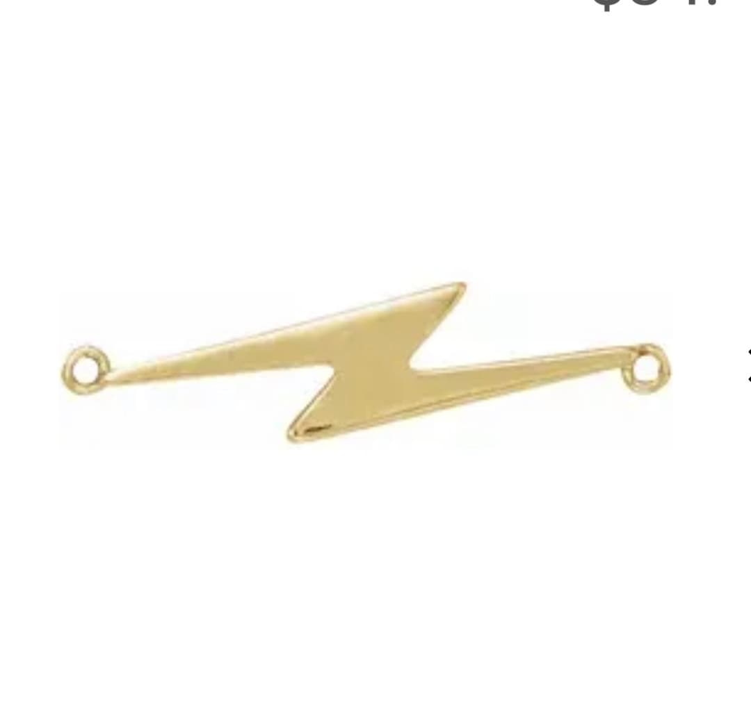 Lightning Bolt Connector Link, Solid Yellow Gold, Solid White Gold ...