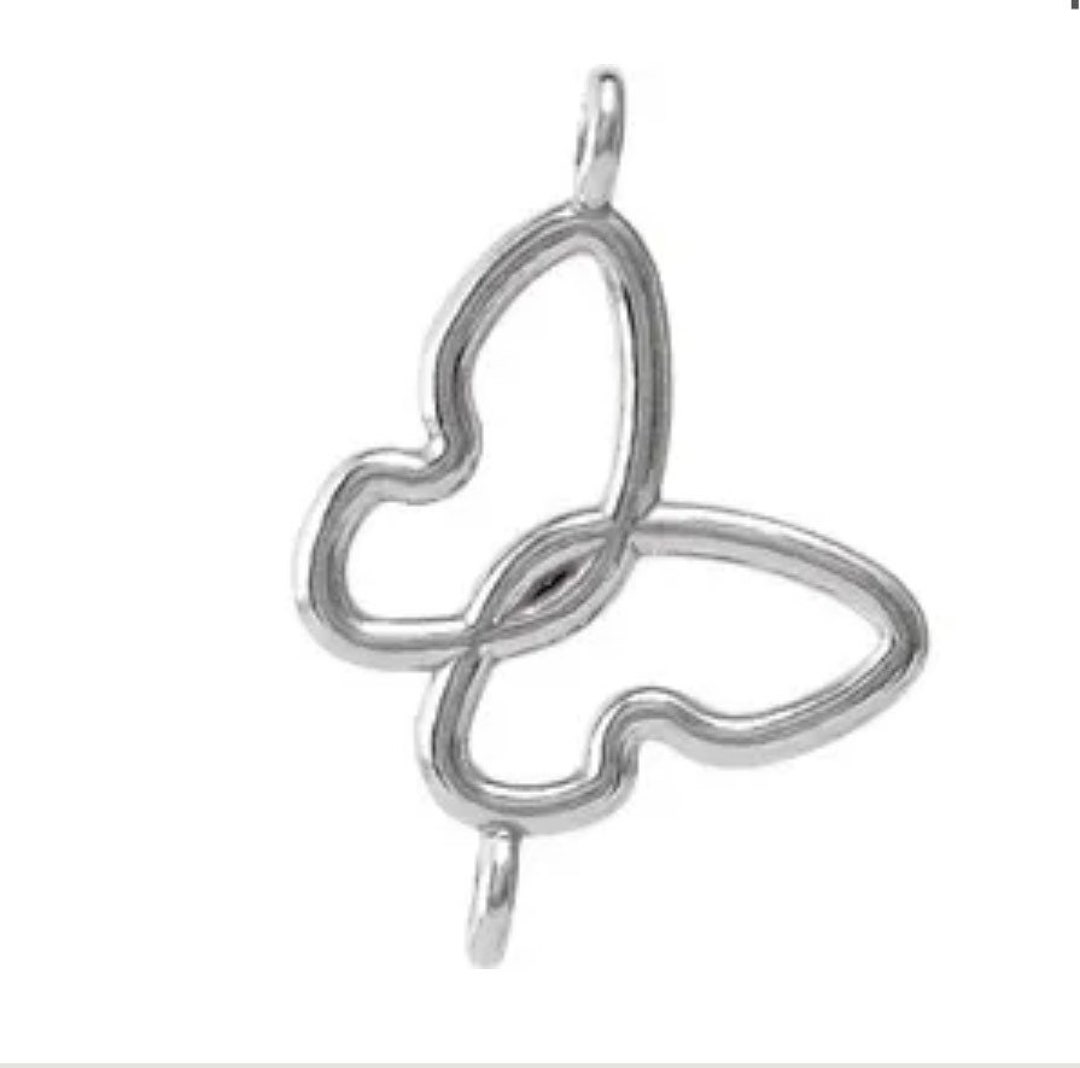 Sterling Silver or Solid Gold Butterfly Connector Link Charm - Etsy