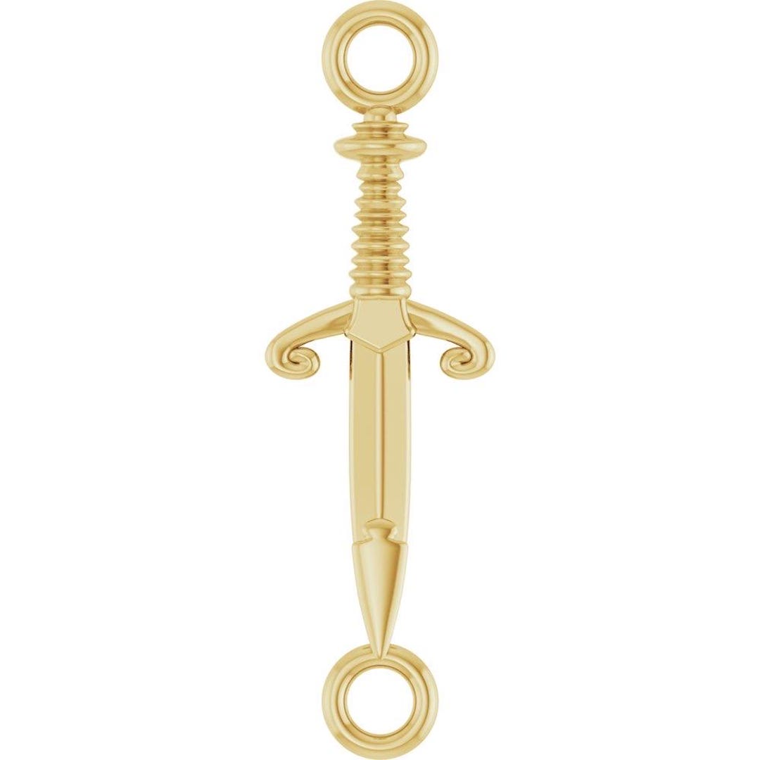 Tiny Solid Gold & Silver Dagger Connector Link, Solid Yellow Gold ...
