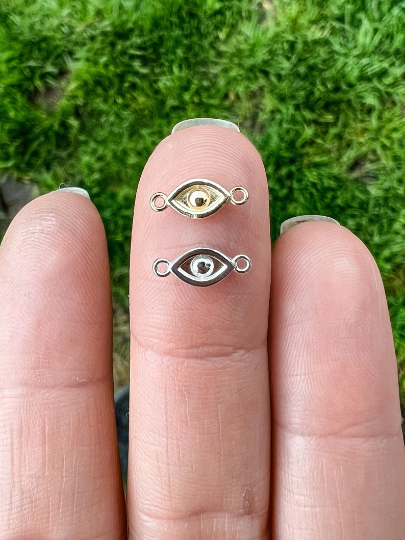 Solid Gold & Silver Evil Eye Connector Link Solid Yellow - Etsy