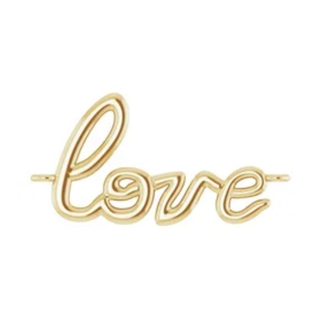 Solid Gold & Silver “love” Connector Link, Solid Yellow Gold, Solid ...