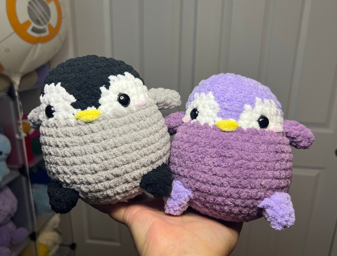 Handmade Chubby Crochet Penguin Plushie | Chunky Bird Plush Toy | Large ...