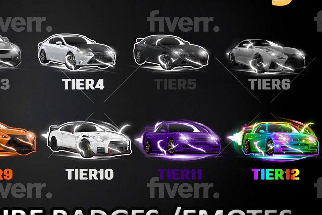 Twitch Sub Badges cars Tier 1-12 Badges - Etsy