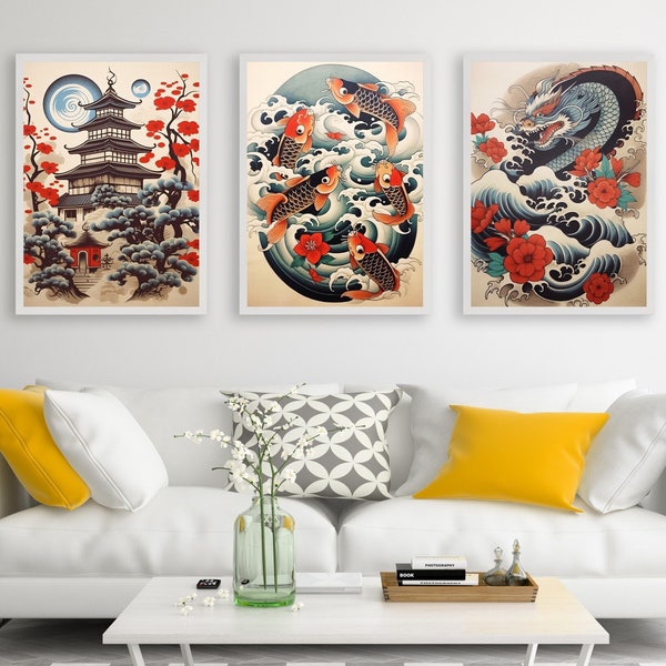 Japanese Tryptic Wall Art - Etsy