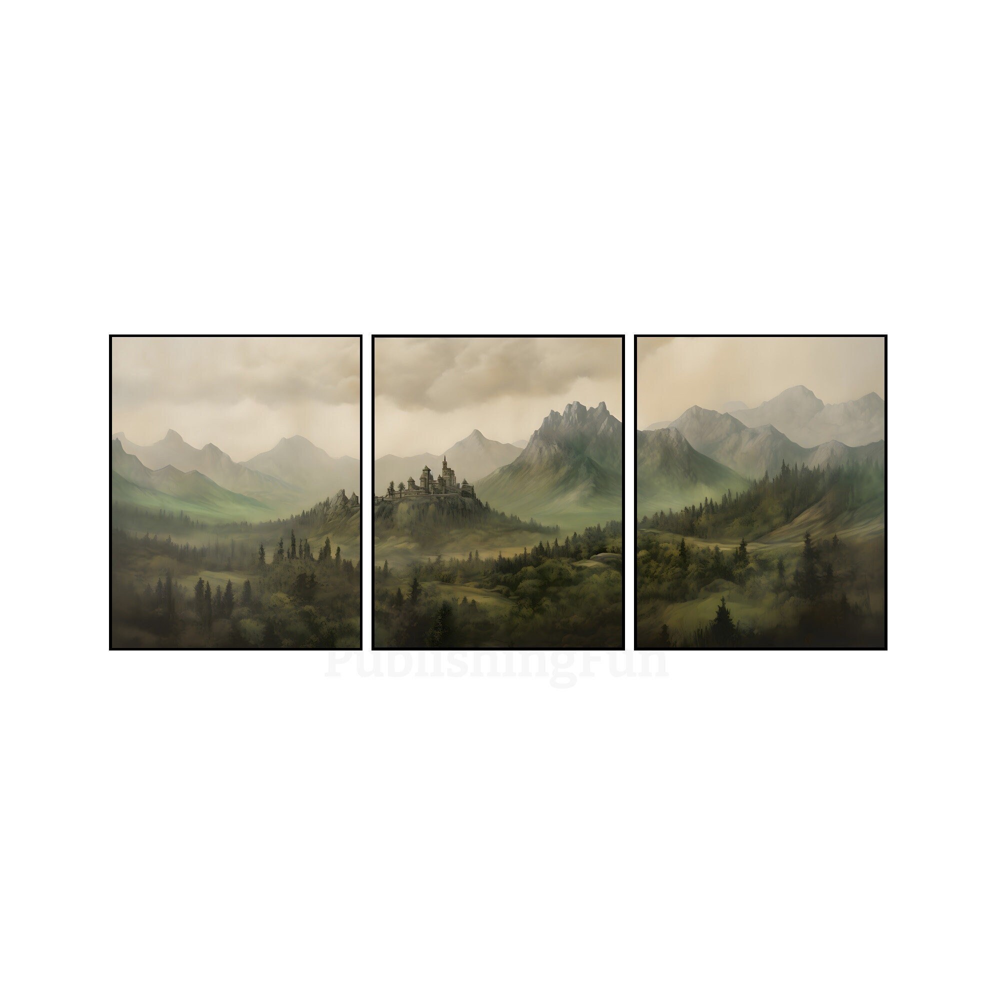 Tryptic Wall Art Tryptic Large Picture Frame Landscape Wall Art Vintage ...