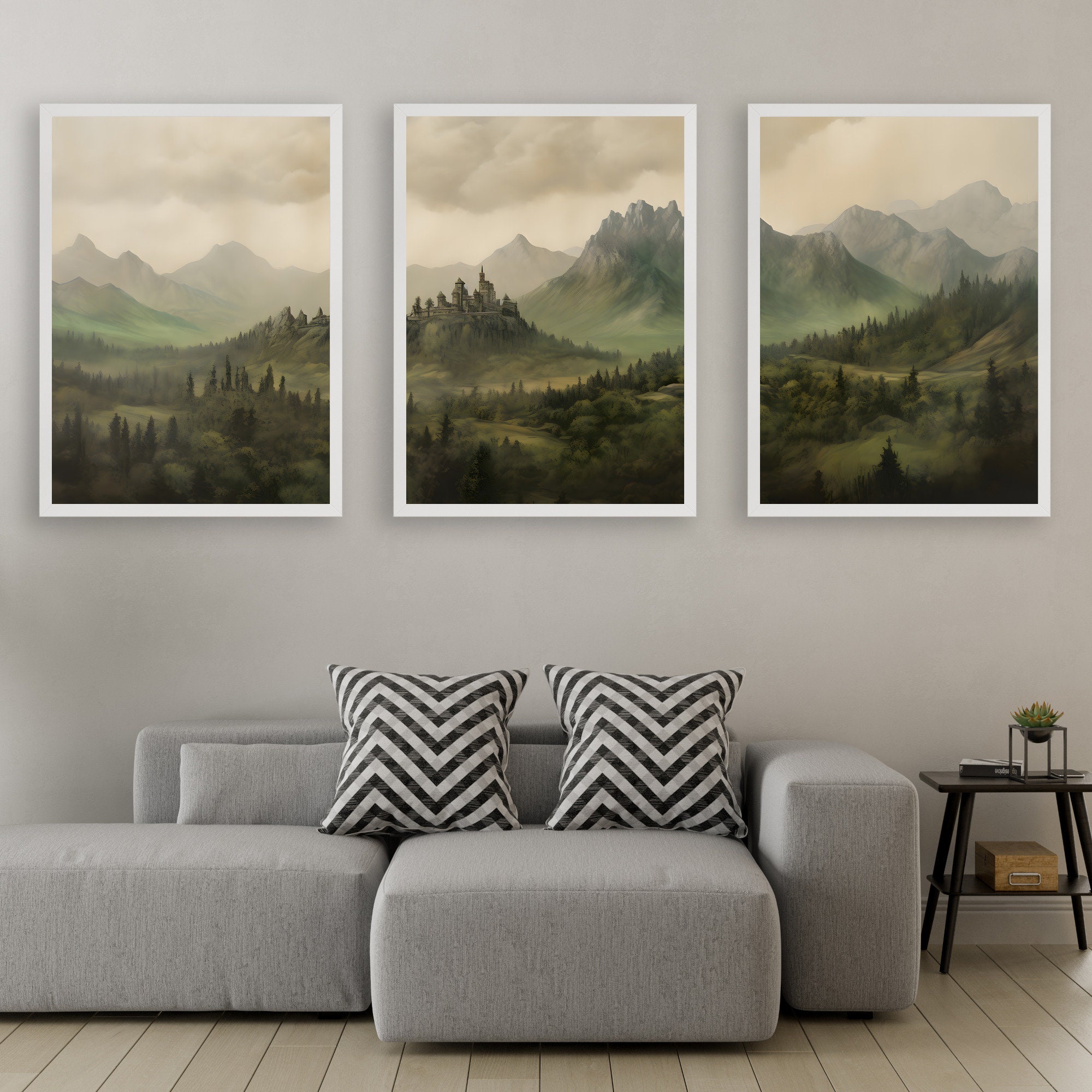 Tryptic Wall Art Tryptic Large Picture Frame Landscape Wall Art Vintage ...