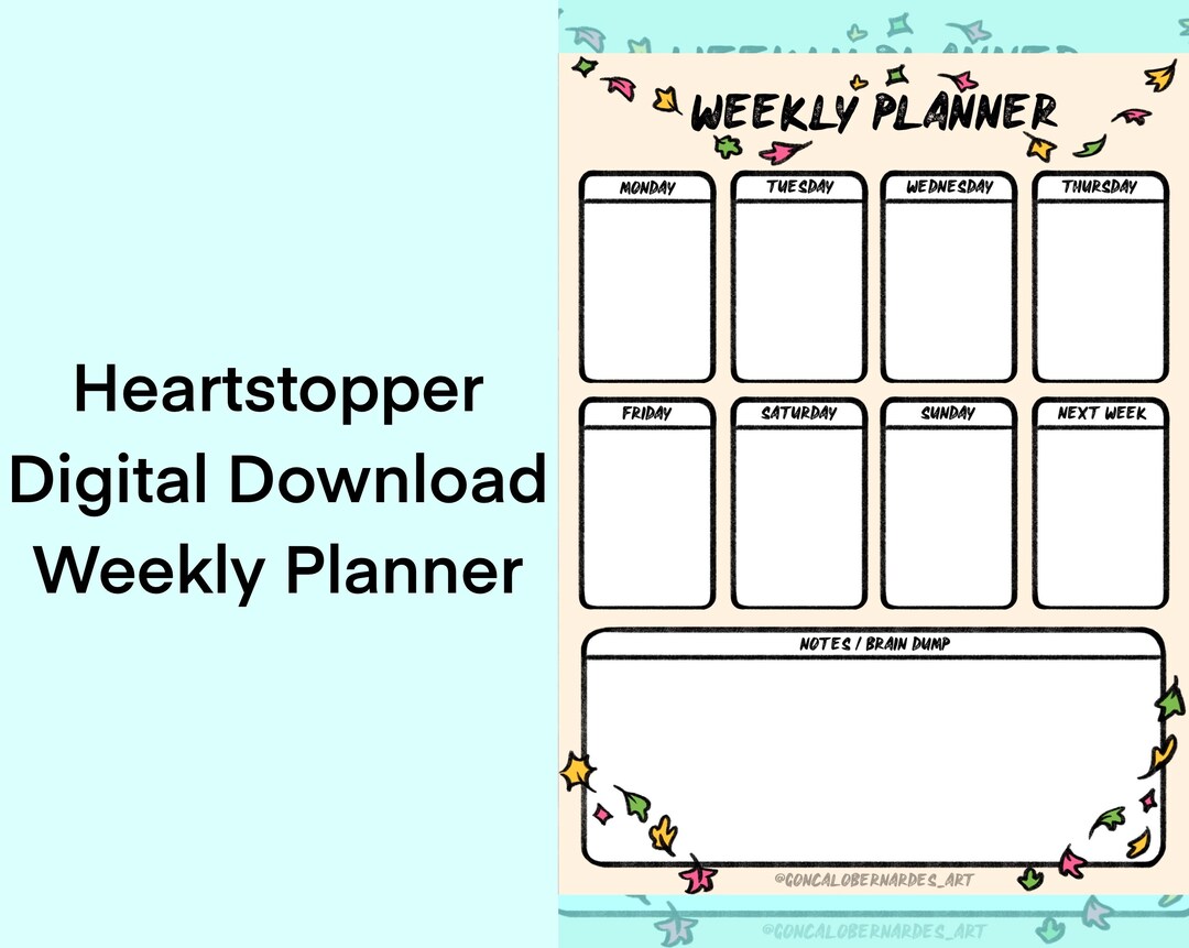 Heartstopper Weekly Planner Digital Download Template iPad Planner ...