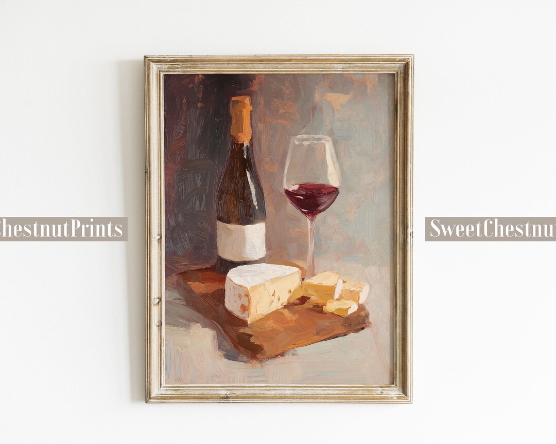 Vintage Wine Corner Print, Printable Wine and Cheese Pub Art, British ...