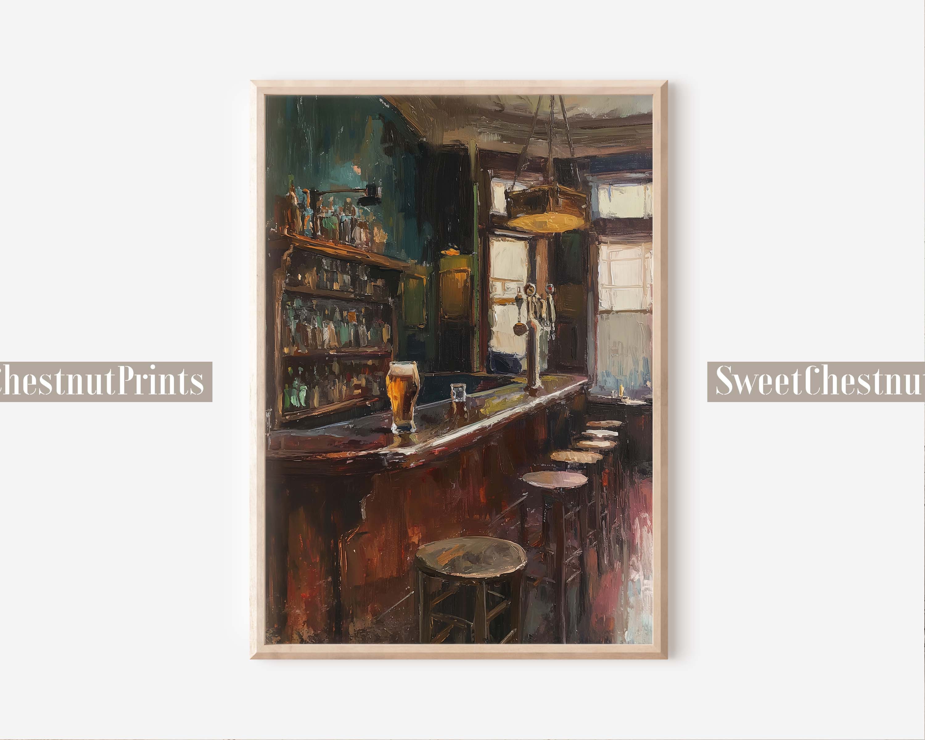 Printable Irish Pub Painting, Vintage Bar Restaurant Painting, Old ...