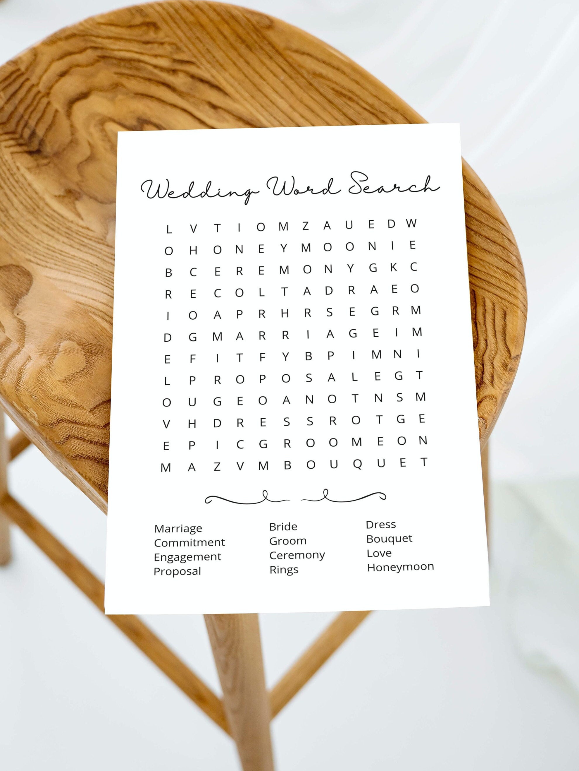 Wedding Word Search Printable, Minimalist Bridal Shower Word Find Game ...