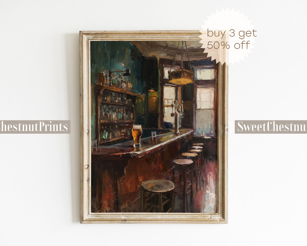 Printable Irish Pub Painting, Vintage Bar Restaurant Painting, Old ...