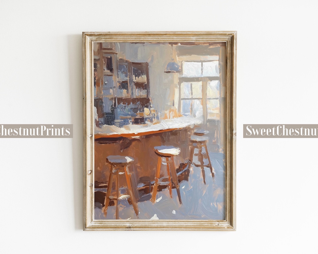 Vintage English Pub Art, Cozy Bar Oil Painting, Rustic Pub Wall Decor ...