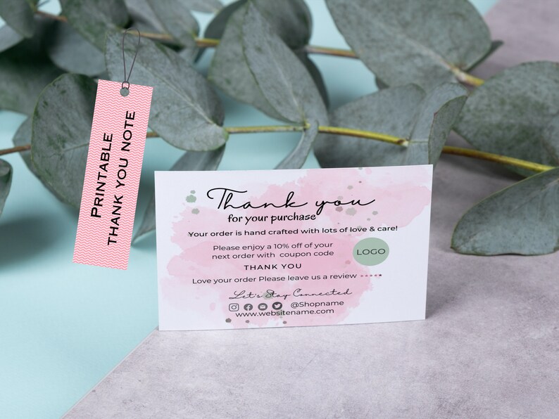 Order Thank You Card Template Small Business Thank You Cards Printable ...
