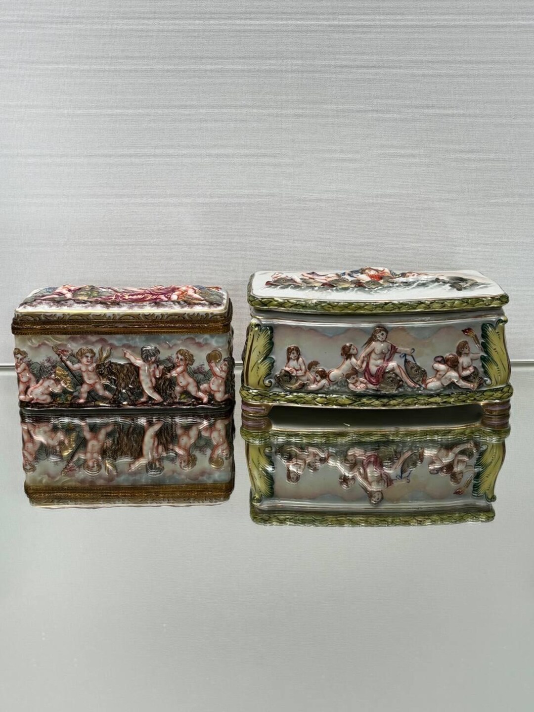 Vintage Capodimonte Italy Porcelain Jewelry Box, Cherub Decor - Etsy
