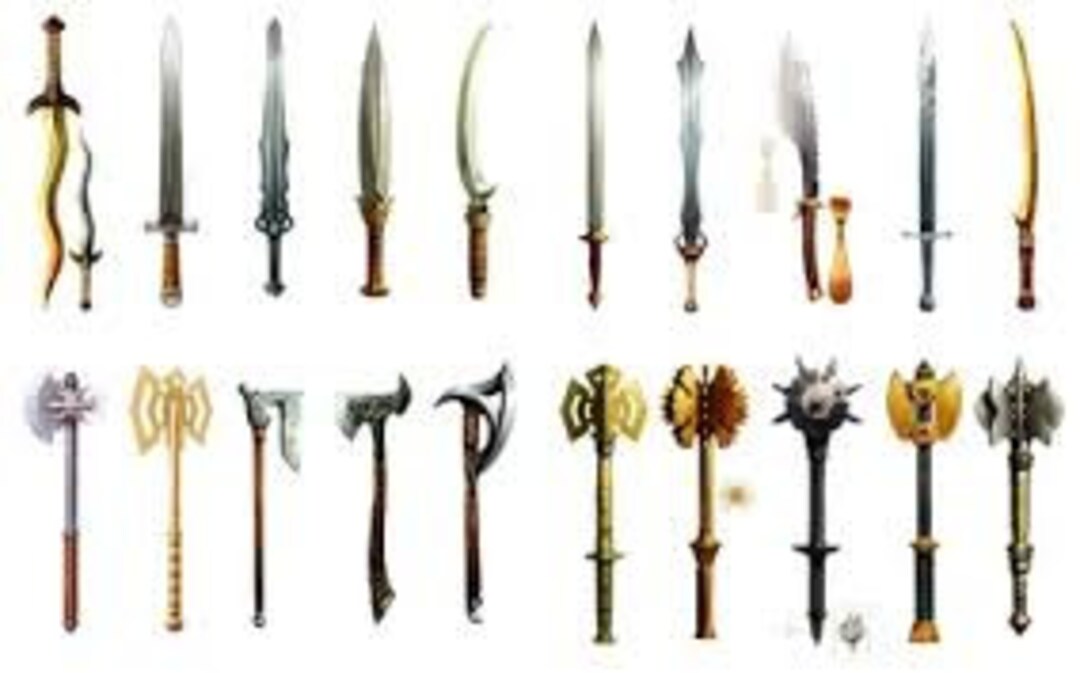 Expanded Realistic Weapon List 1 Handed Weapons Dungeons and Dragons - Etsy