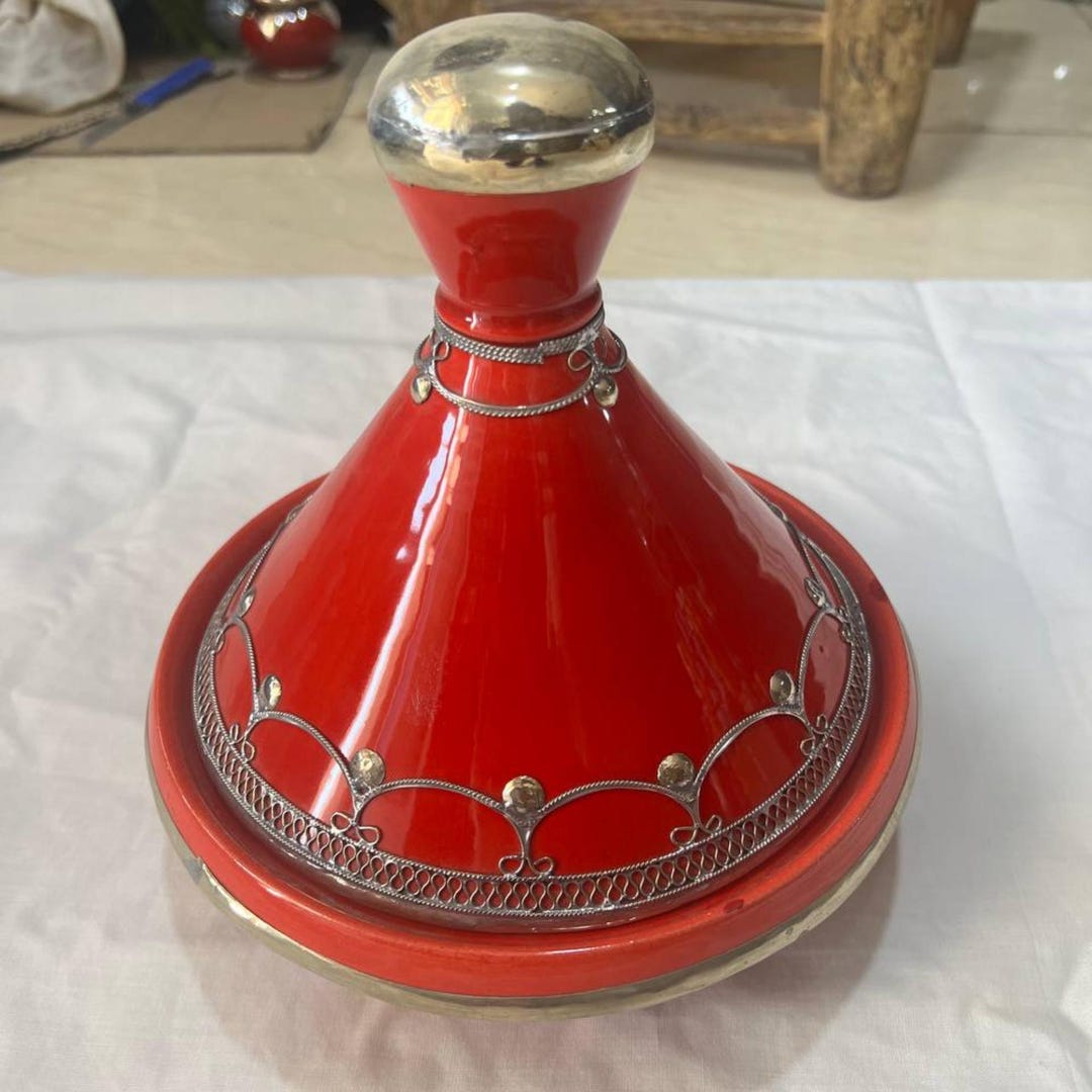 Moroccan Ceramic Tagine With Silver Inlays-handmade Tagine for Meals ...