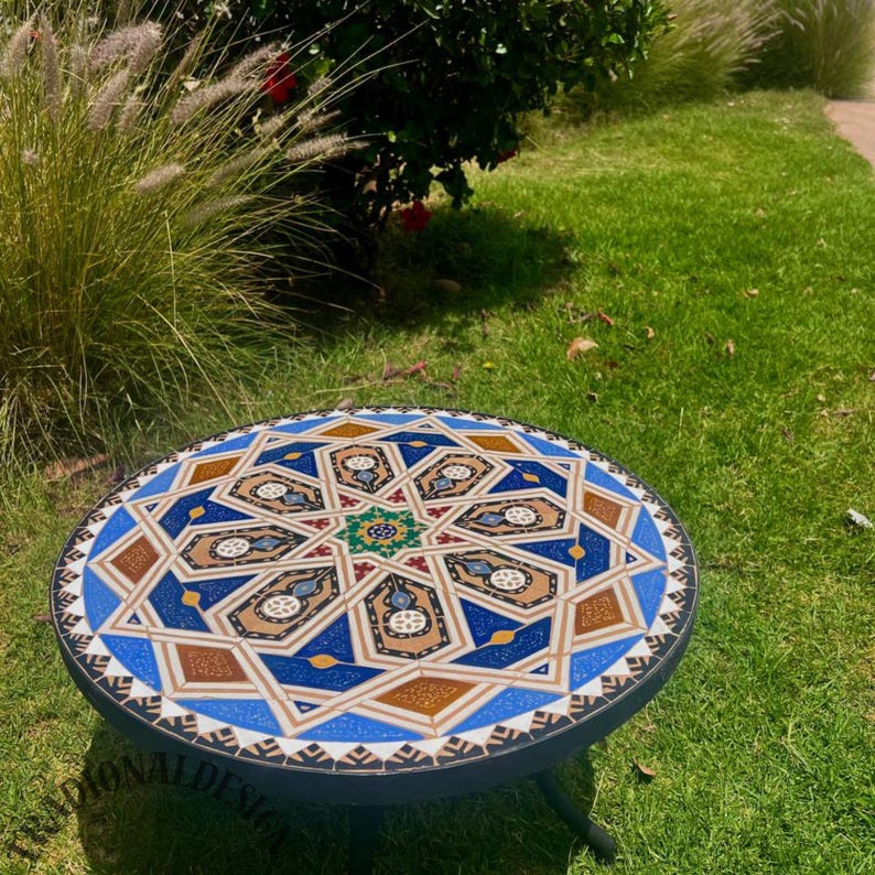 Moroccan Handmade Mosaic Tile Table - Round Moroccan Patio Table for ...