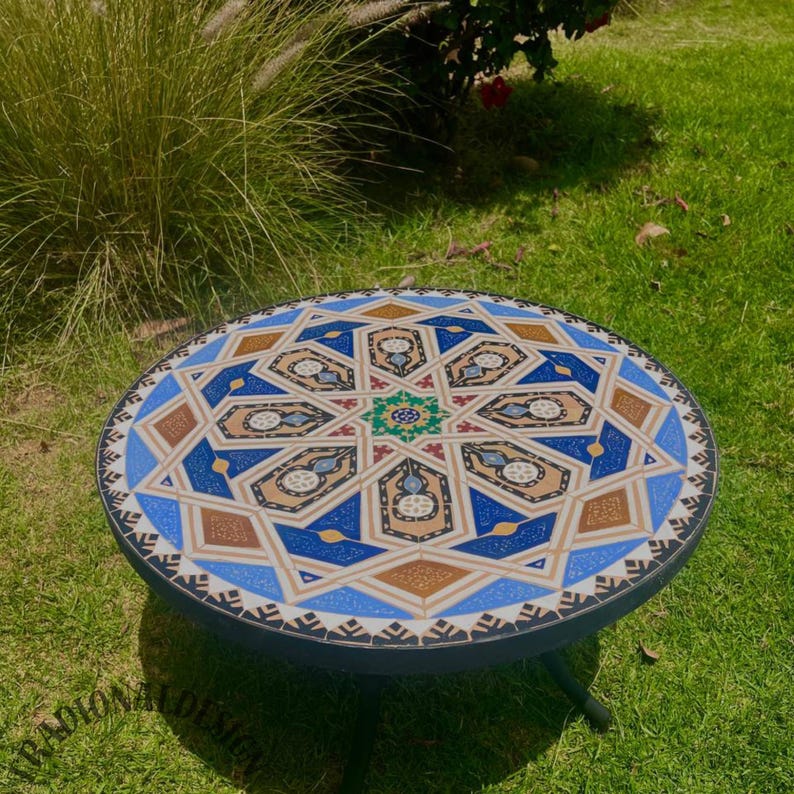 Moroccan Handmade Mosaic Tile Table - Round Moroccan Patio Table for ...